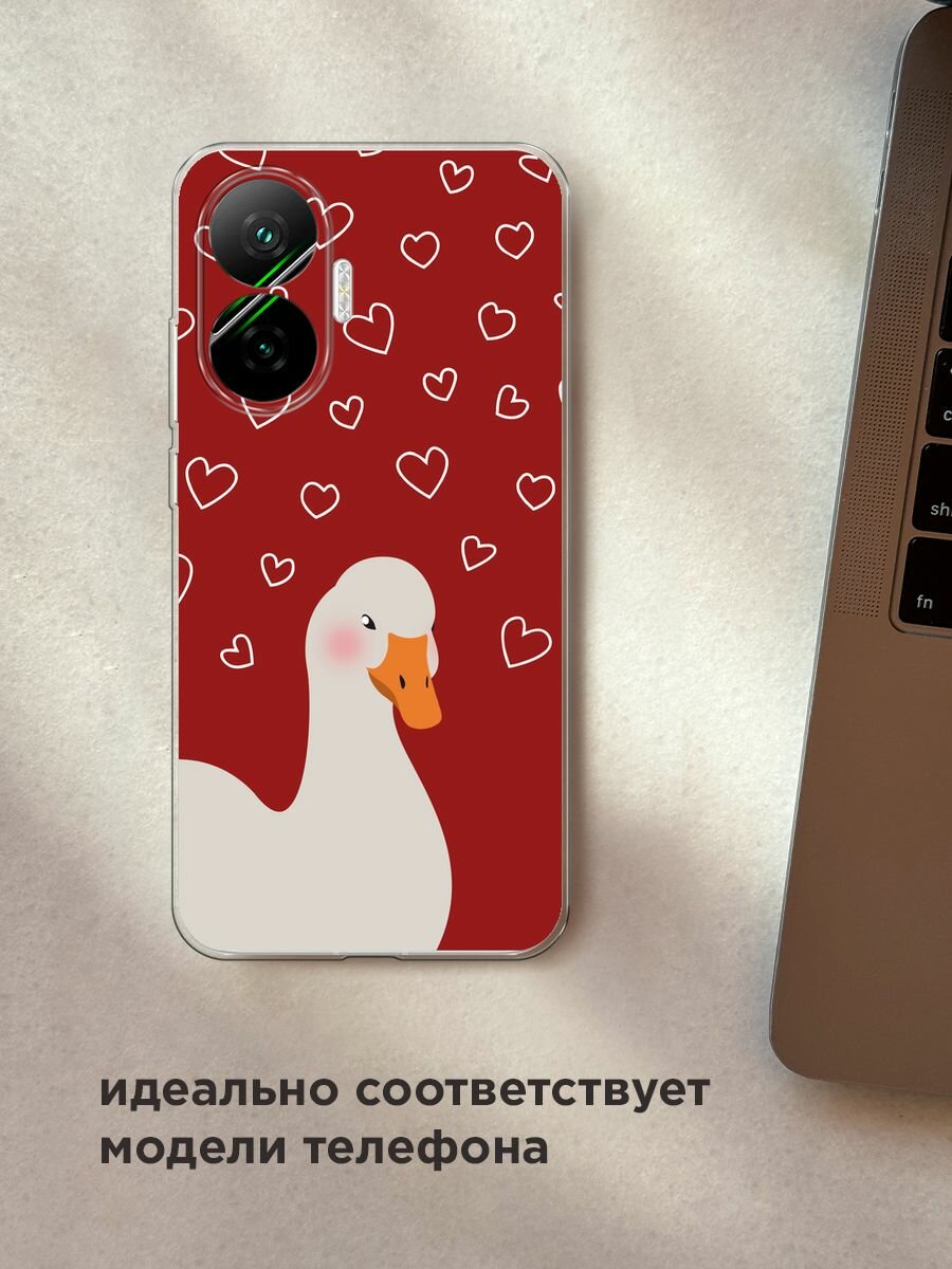 Чехол на Poco F7 / Поко F7 с принтом "Влюблённый гусь 1 - 14 февраля" — фото 1