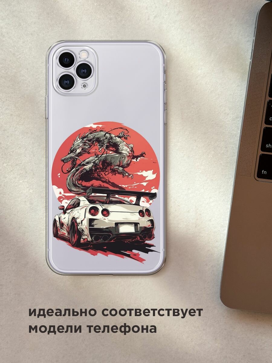 Чехол на Apple iPhone 11 Pro / Айфон 11 Про с принтом "Car and dragon", прозрачный — фото 1