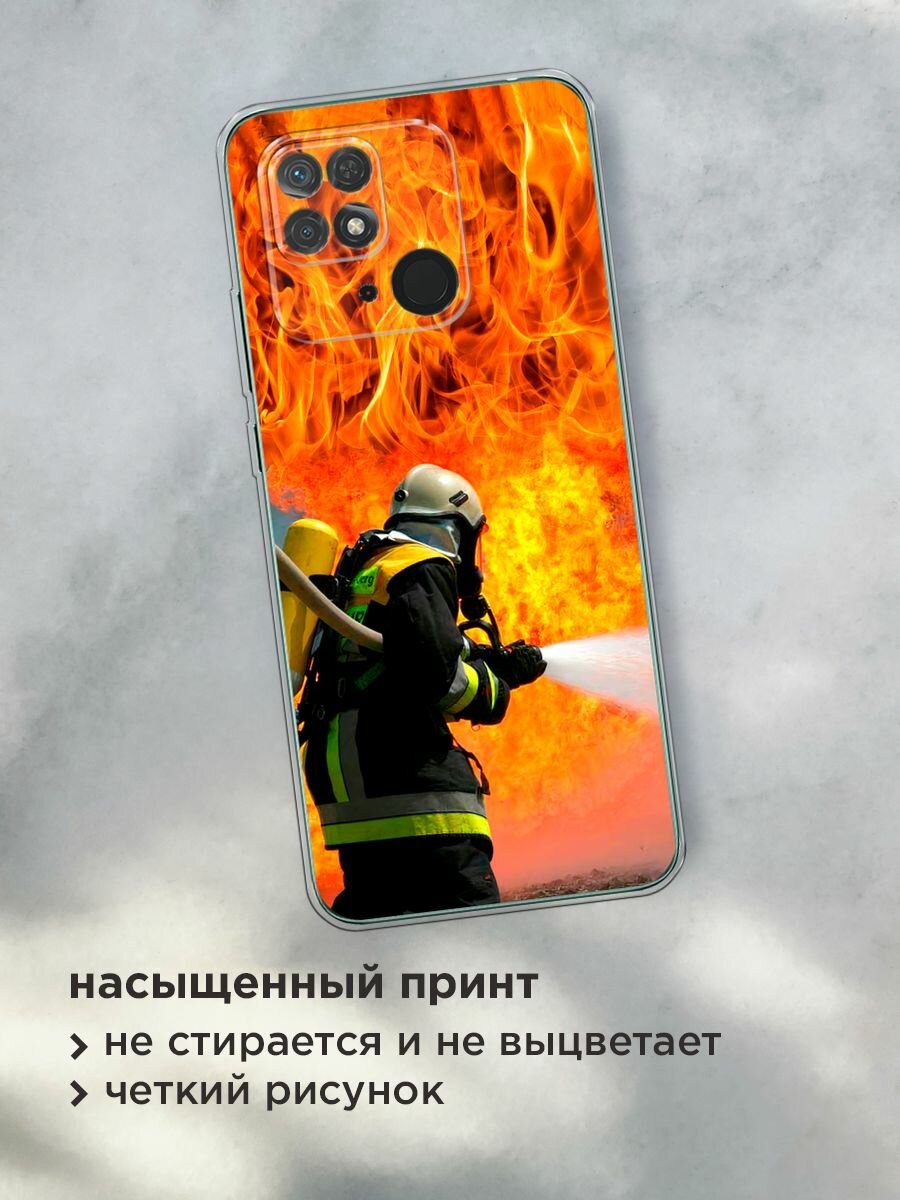 Чехол на Xiaomi Redmi 10C / Сяоми Редми 10C с принтом "Пожарные на страже" — фото 1