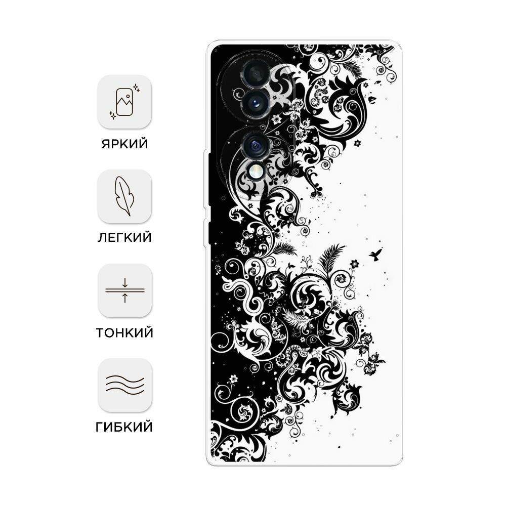 Силиконовый чехол на Honor 70 / Хонор 70 с принтом "Черно белый узор" — фото 1