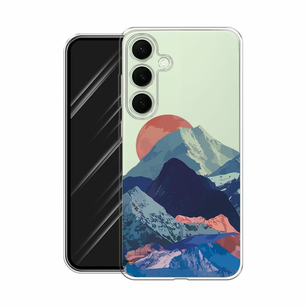 Чехол на Samsung Galaxy S25 Plus / Самсунг S25 Плюс с принтом "Закат в снежных горах", прозрачный — фото 1