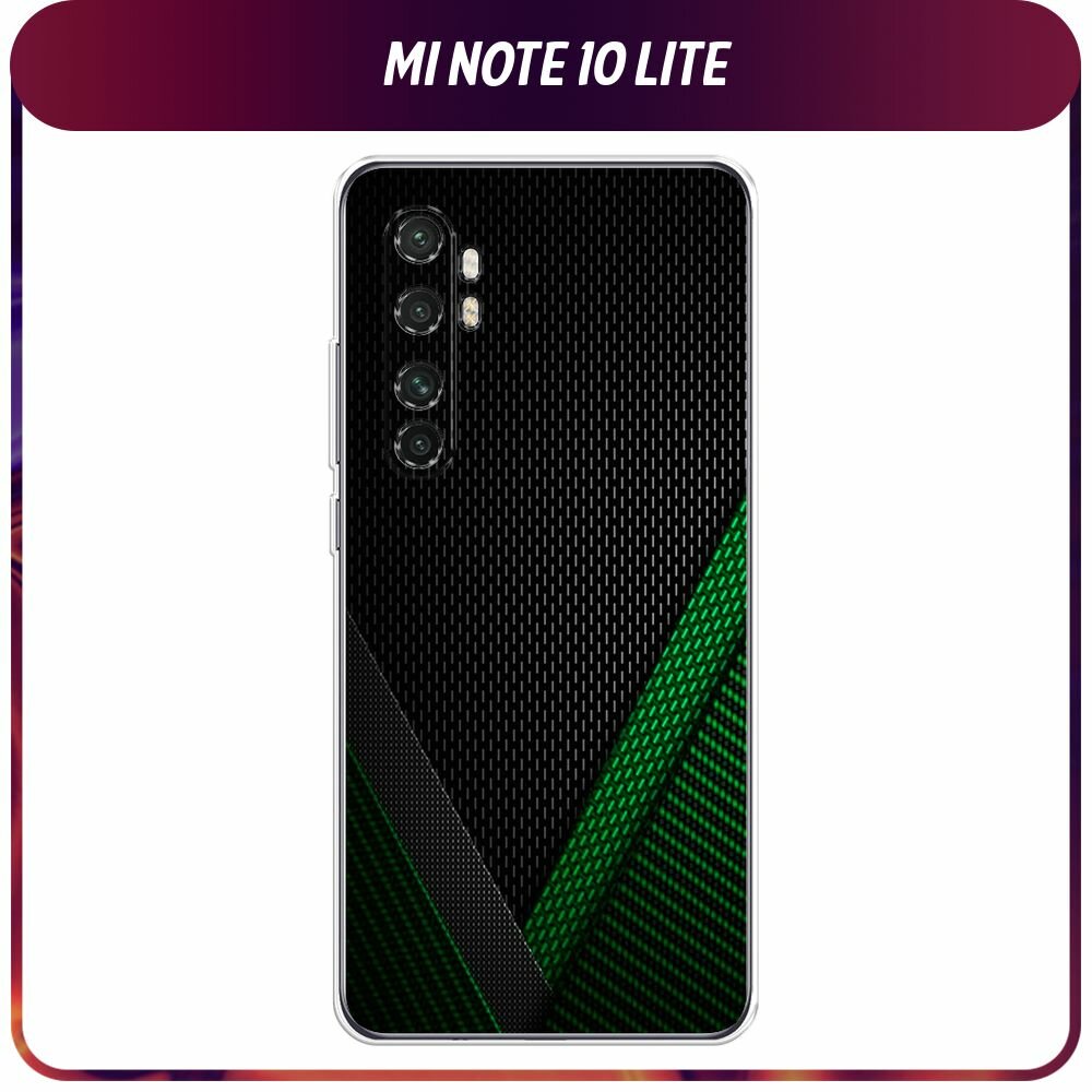 Чехол на Xiaomi Mi Note 10 lite / Сяоми Ми Нот 10 лайт с принтом "Зеленый карбон"