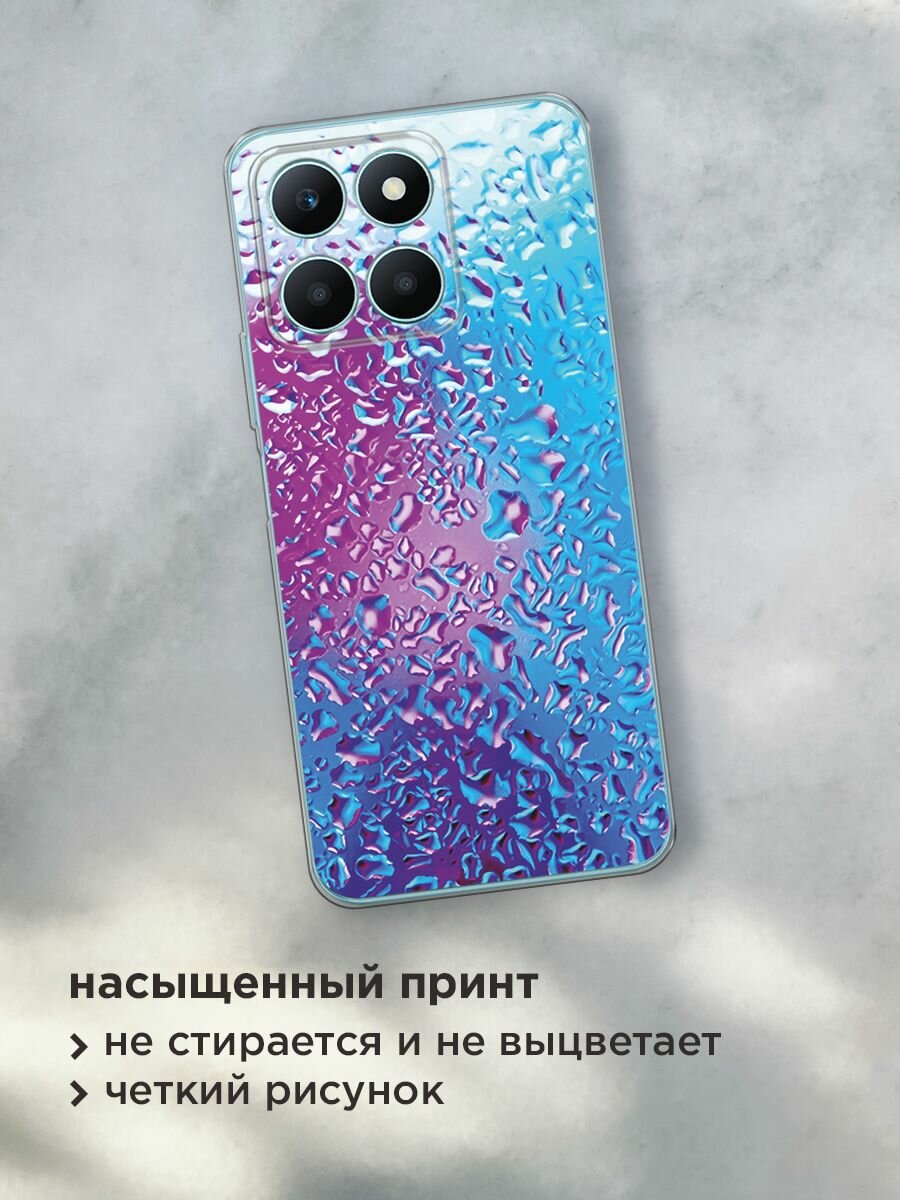 Силиконовый чехол на Honor X6A / Хонор X6A с принтом "Капли на стекле" — фото 1