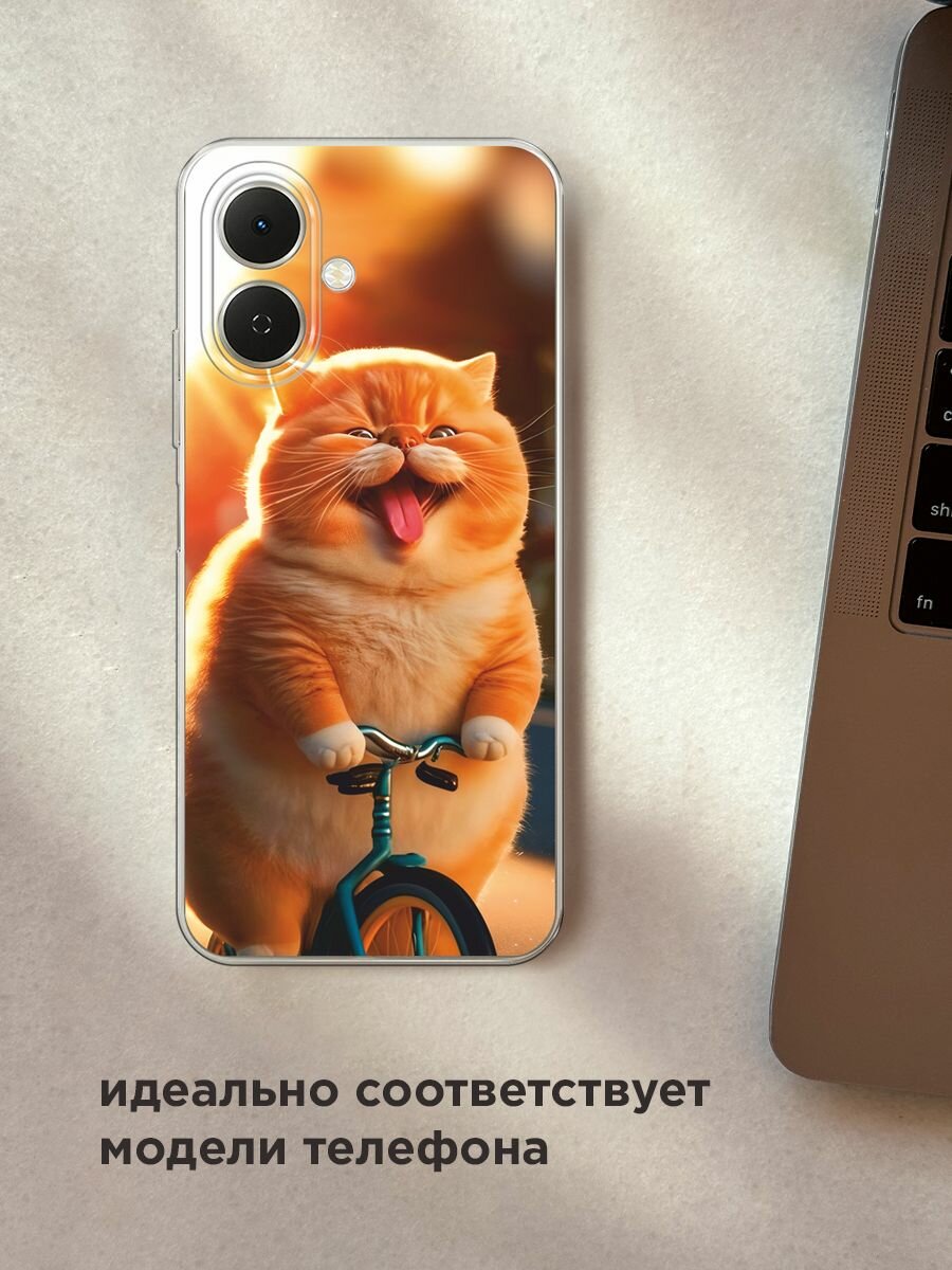 Чехол на Tecno Spark Go 2 / Текно Спарк Го 2 с принтом "Кот на велике" — фото 1