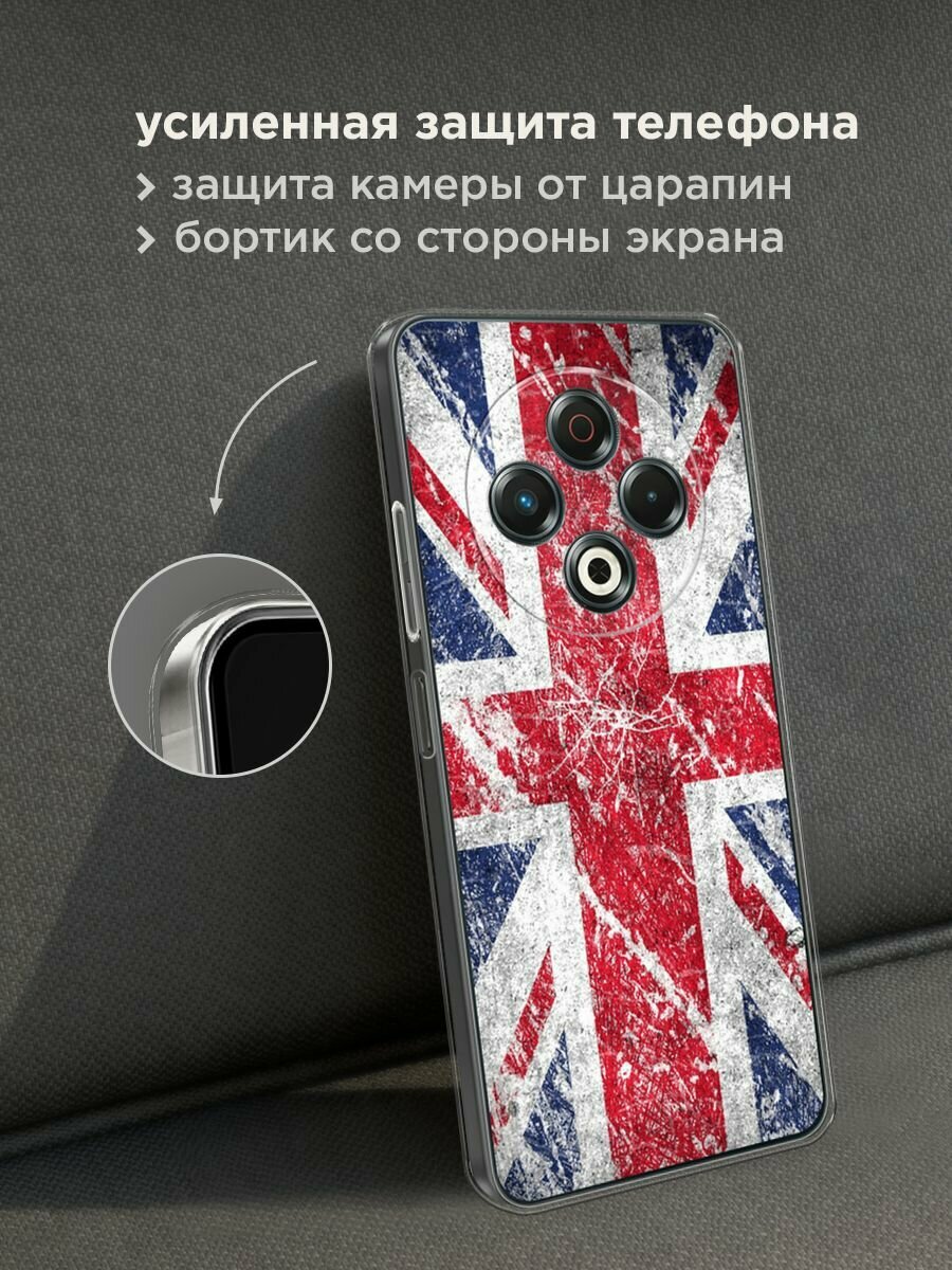 Чехол на Tecno Spark 30 / Текно Спарк 30 с принтом "Флаг британский" — фото 1