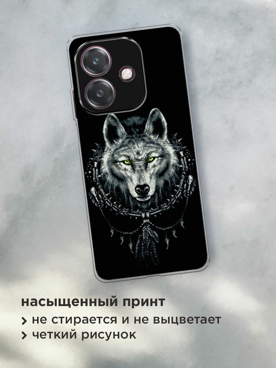 Силиконовый чехол на Oppo A3/A3x / Оппо А3/A3x с принтом "Волк оберег" — фото 1