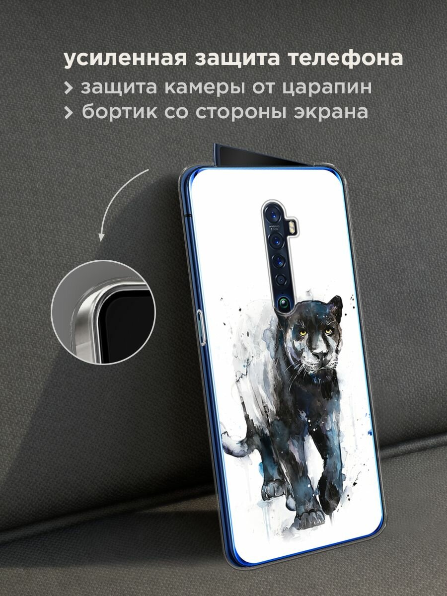 Чехол на Oppo Reno 2 / Оппо Рено 2 с принтом "Пантера арт 3" — фото 1