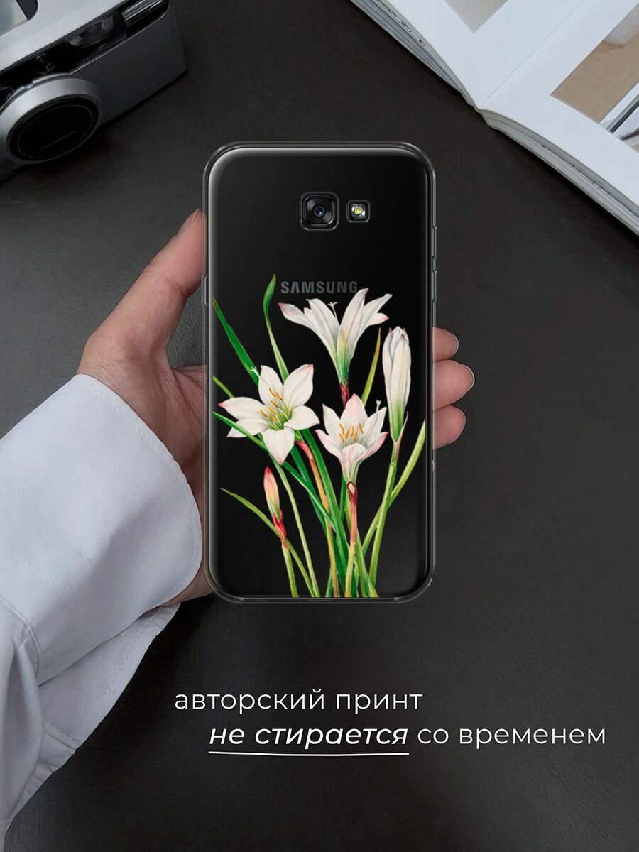 Чехол на Samsung Galaxy A7 2017 / Самсунг Галакси А7 2017 с принтом "White lily", прозрачный — фото 1