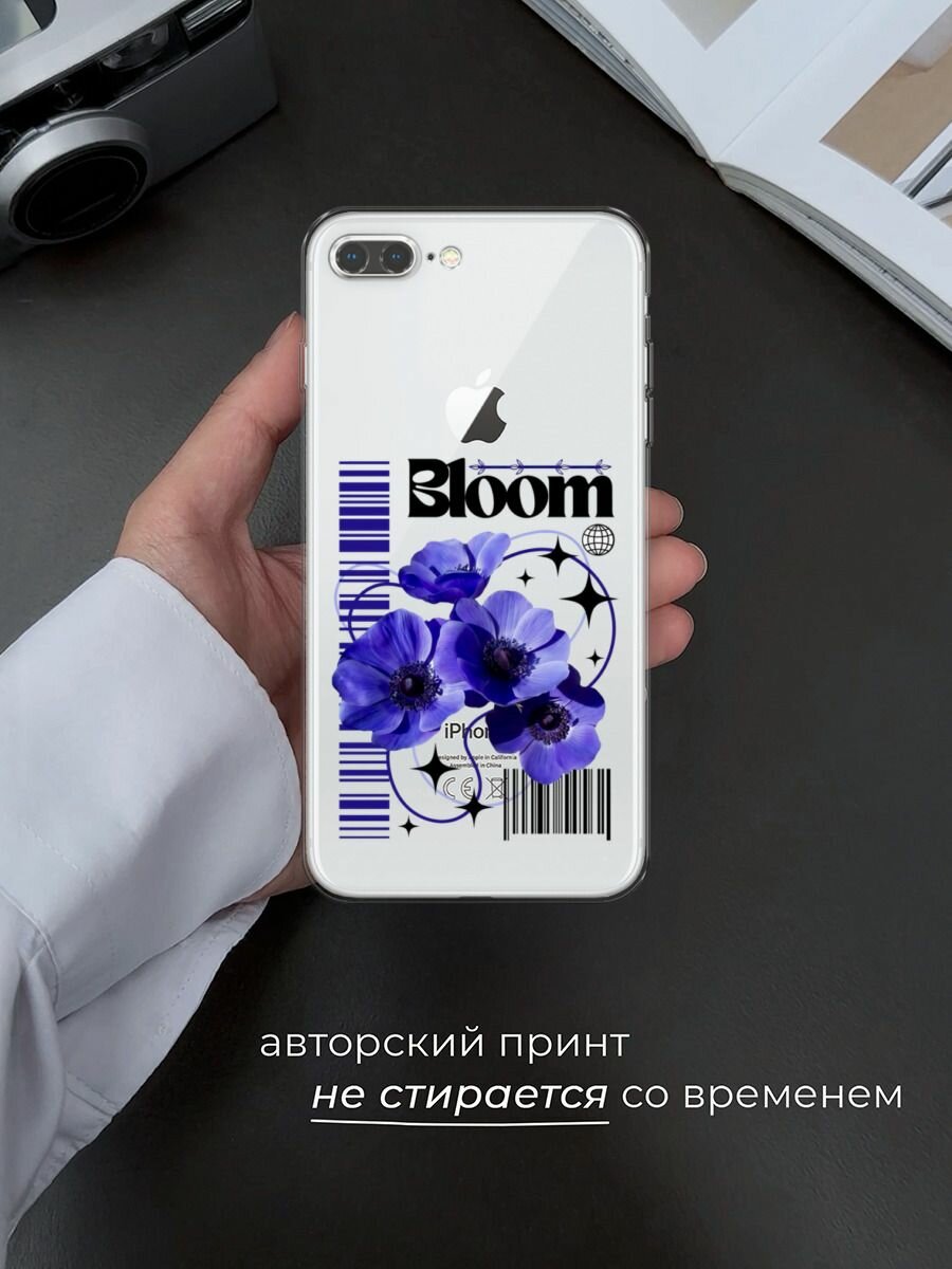 Чехол на Apple iPhone 7 Plus / Айфон 7 Плюс с принтом "Завораживающие анемоны", прозрачный — фото 1
