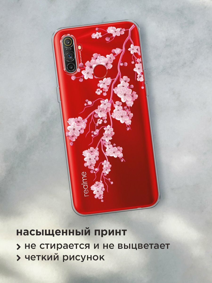 Чехол на Realme C3 / Реалми C3 с принтом "Ветка сакуры 2" — фото 1