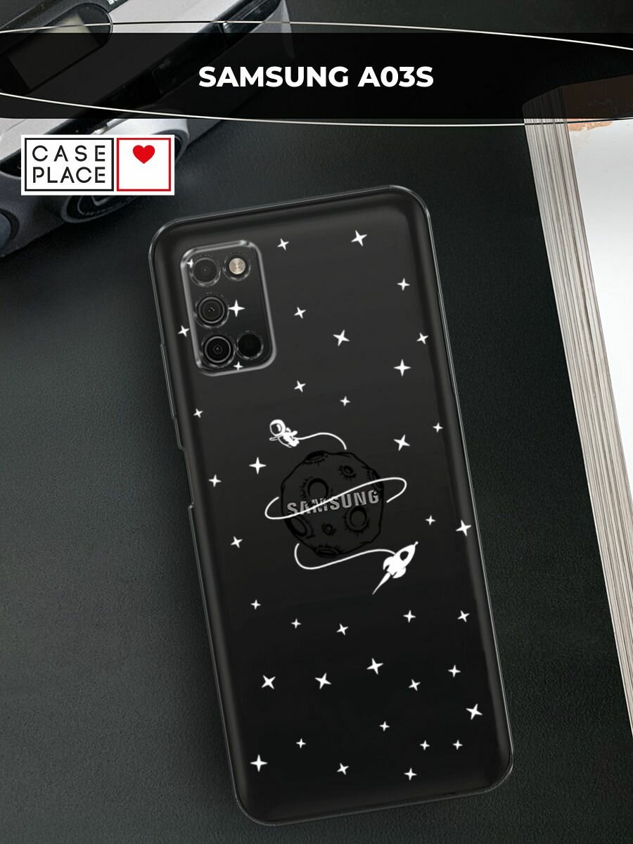 Чехол на Samsung Galaxy A03S / Самсунг Галакси A03S с принтом "Полет вокруг луны", прозрачный