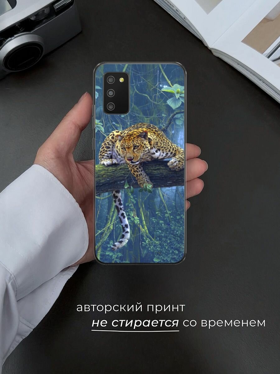 Чехол на Samsung Galaxy A02s / Самсунг Галакси A02s с принтом "Леопард охотник" — фото 1