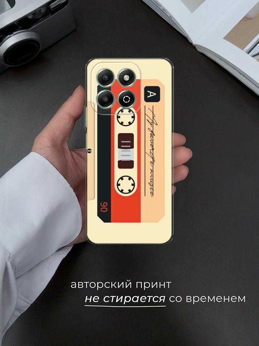 Силиконовый чехол на Honor X6b / Хонор X6b с принтом "Бежевая кассета" — фото 1