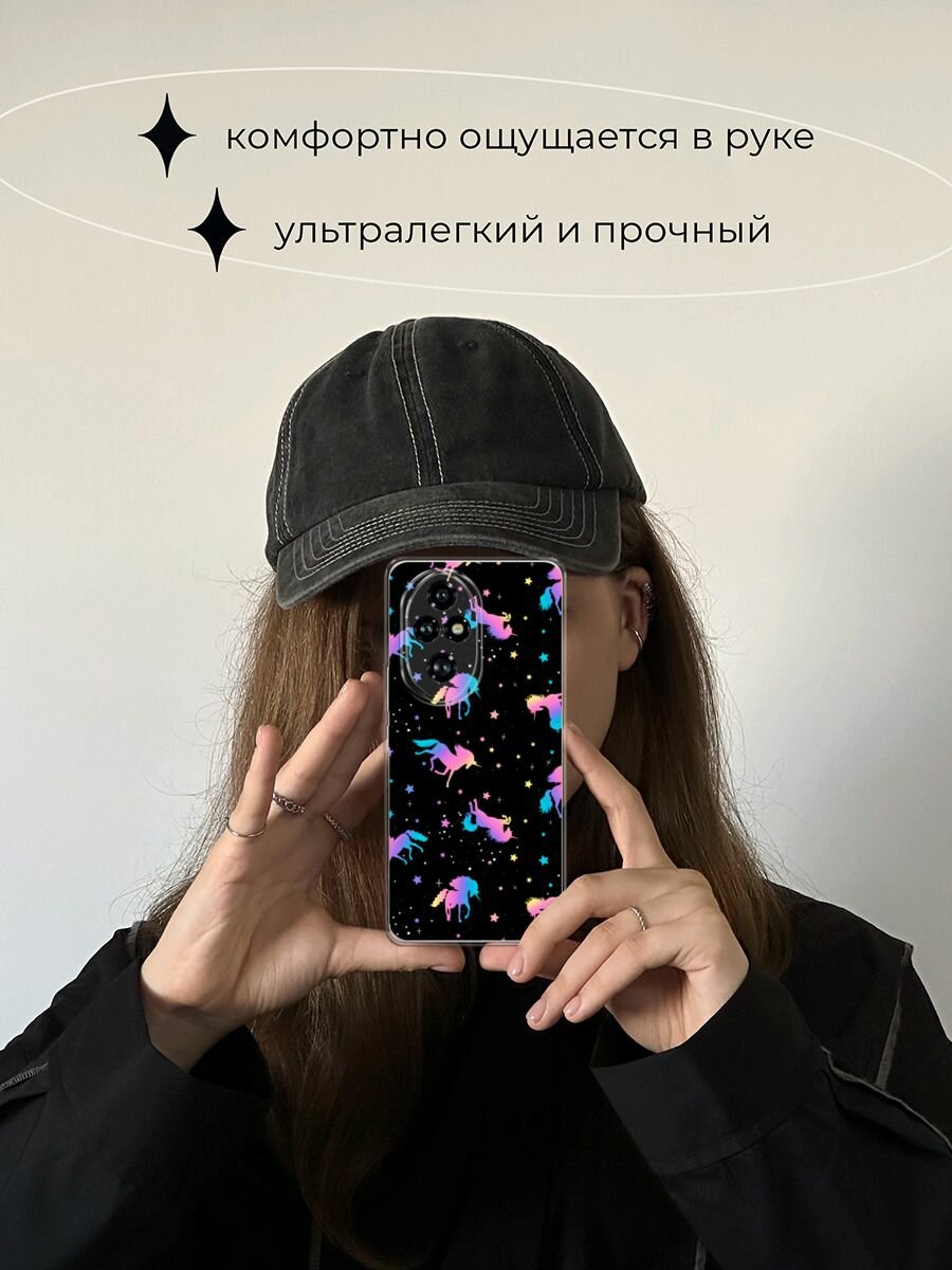 Чехол на Honor 200 Pro / Хонор 200 Про с принтом "Единороги градиент" — фото 1