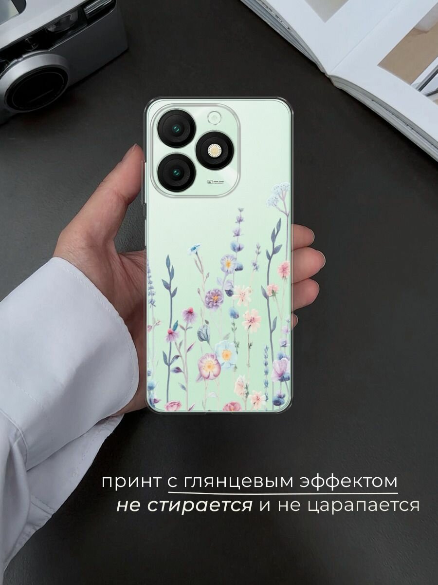 Чехол на Itel A50 / Ител А50 с принтом "Нежные полевые цветы" — фото 1