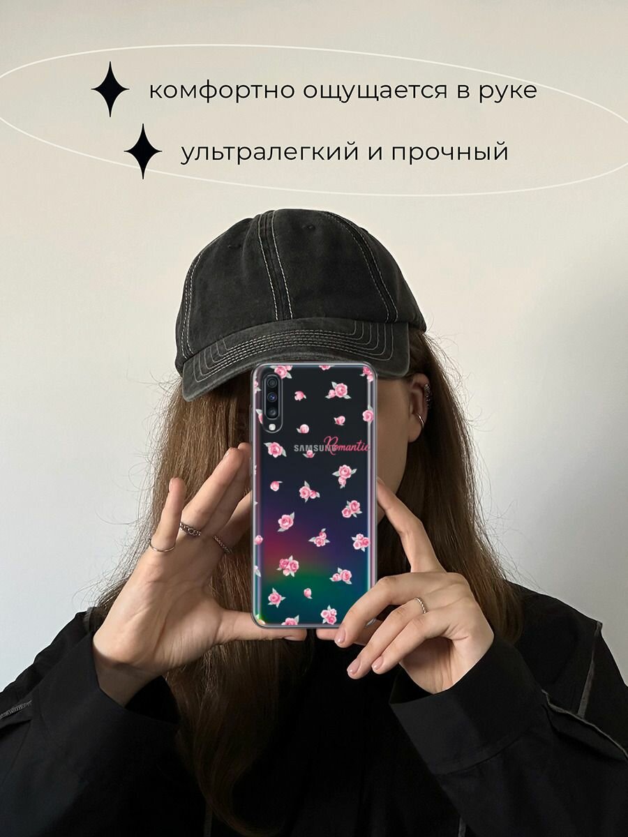Чехол на Samsung Galaxy A70 / Самсунг Галакси А70 с принтом "Romantic 2", прозрачный — фото 1