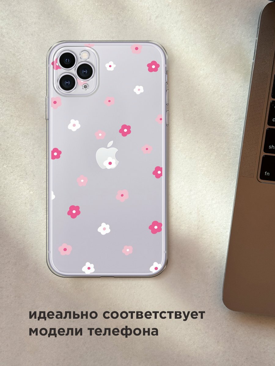 Чехол на Apple iPhone 11 Pro / Айфон 11 Про с принтом "Весенние цветочки рисунок", прозрачный — фото 1