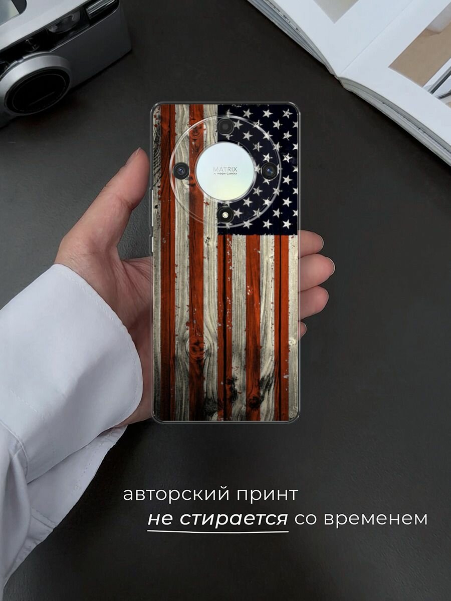 Силиконовый чехол на Honor X9A / Хонор X9A с принтом "США" — фото 1