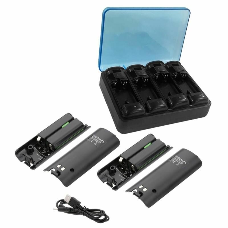 Док-станция на 4 слота для зарядки аккумуляторов с пультом ДУ, Черный