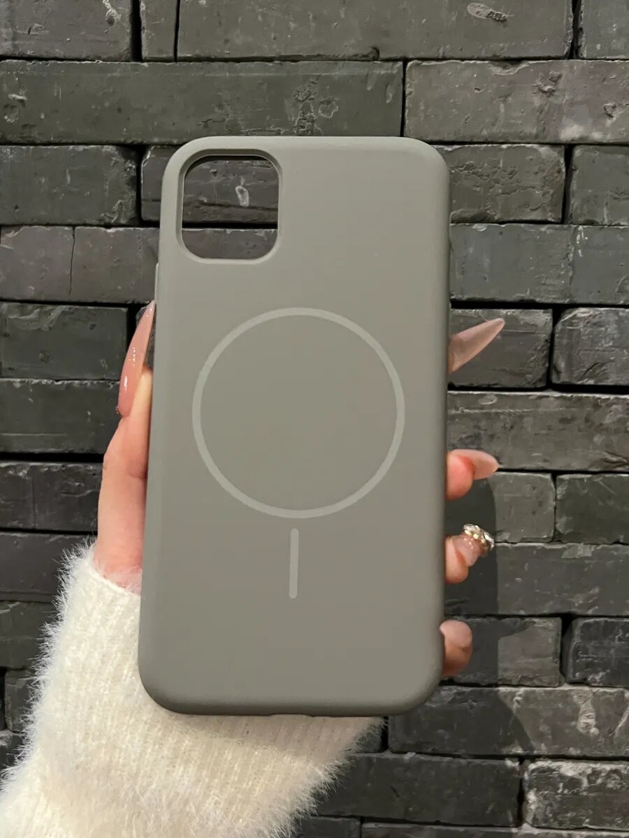 Чехол-накладка О'кейси, для iPhone 11, серый, Soft Touch, MagSafe