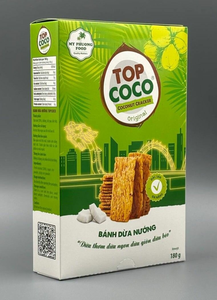 Кокосовые крекеры оригинальные Coconut Crackers Original, TOP COCO, 180 г, Вьетнам (кокосовое печенье)