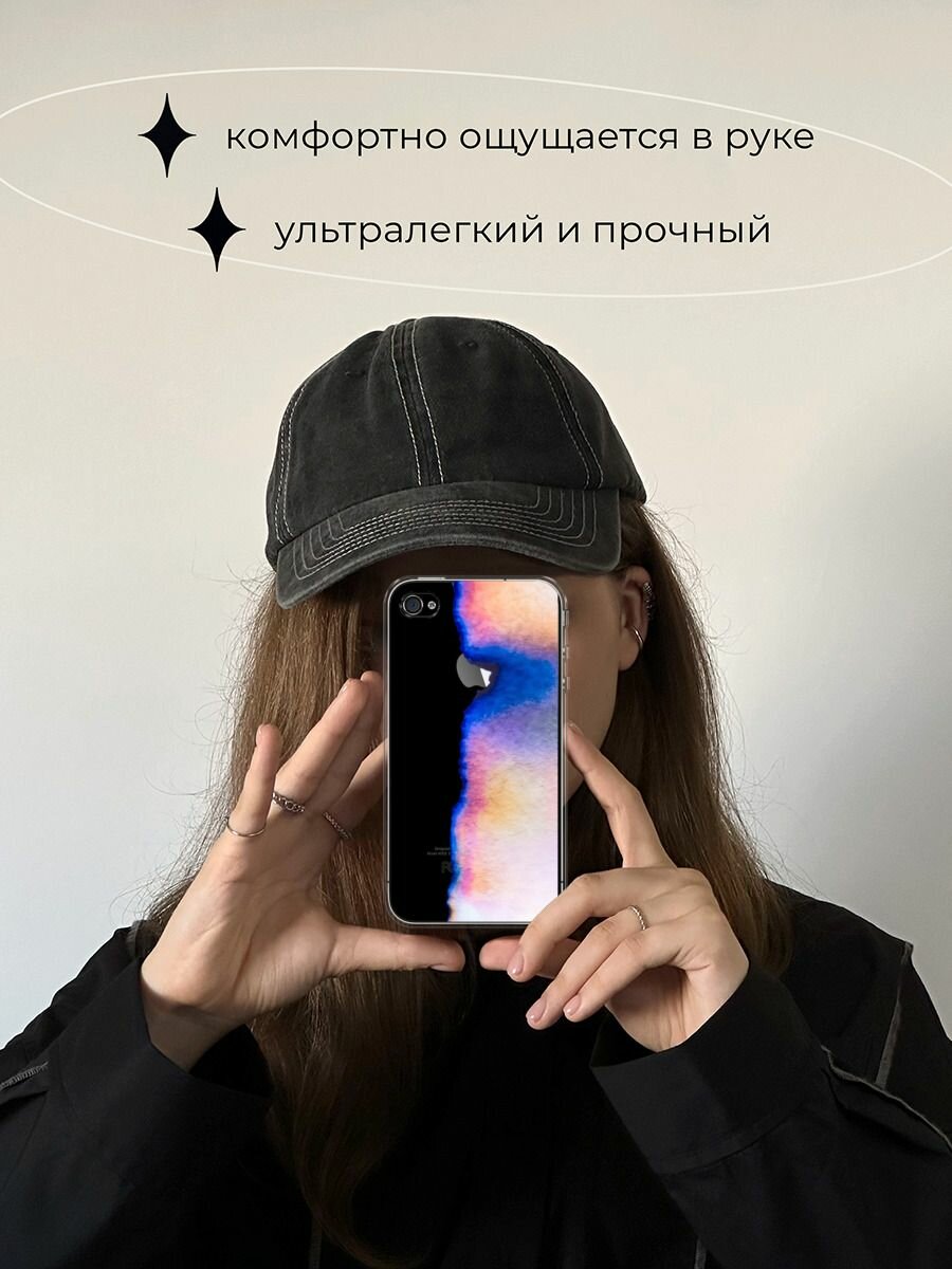Чехол на Apple iPhone 4/4S / Айфон 4/4S с принтом Синяя акварель, прозрачный — фото 1