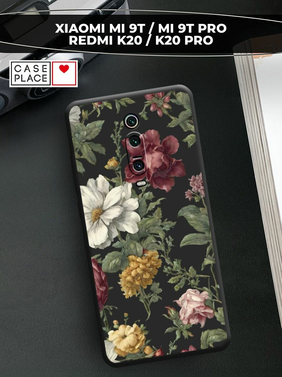 Чехол на Xiaomi Redmi K20/K20 Pro/Xiaomi Mi 9T/9T Pro / Редми K20 с принтом Акварельные красные цветы 2