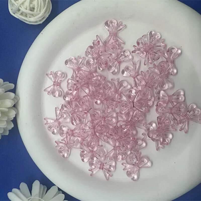 20 шт. прозрачные акриловые бусины банты 18*14 мм Розовый, Красный