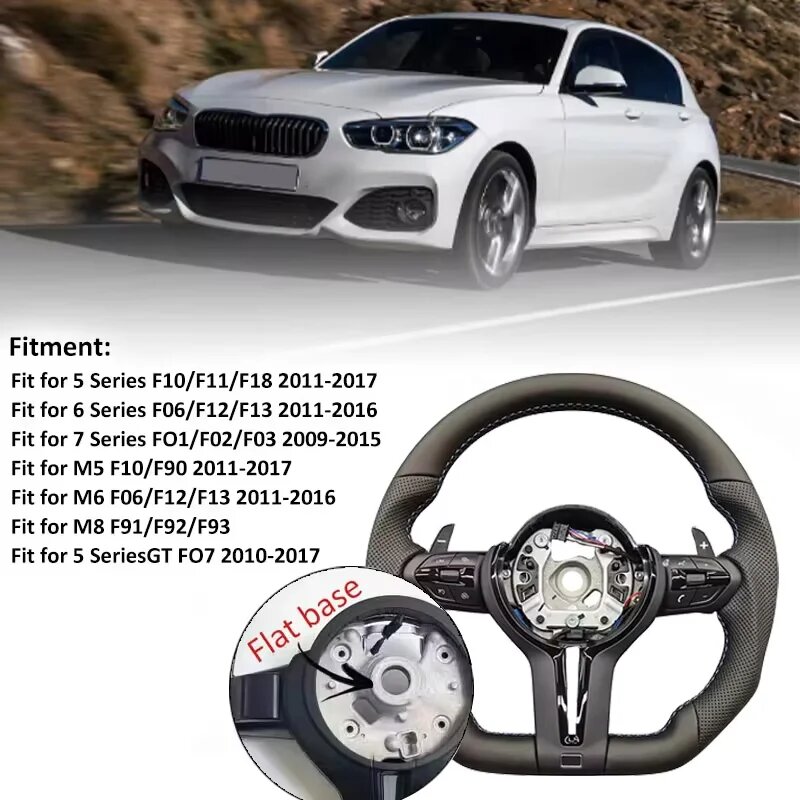 Подходит для F-series F30 F20 F31 F32 F33 F34 F36 F22 F23 F80 F82 черный кожаный перфорированный руль рыцаря в сборе 1-M logo