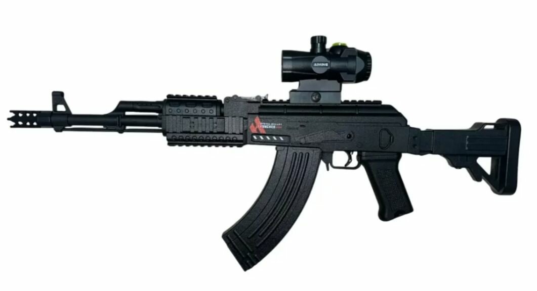 Автомат орбиз AK-Style с оптикой, стреляет мягкими шариками, гидрогеилевый автомат, гидробольный АК, черный