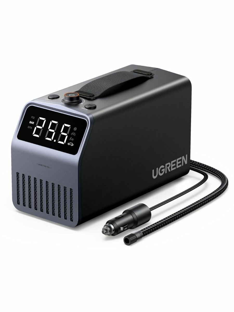 Портативный автомобильный насос для накачивания шин UGREEN ET723 (35976) Portable Tire Inflator, серый