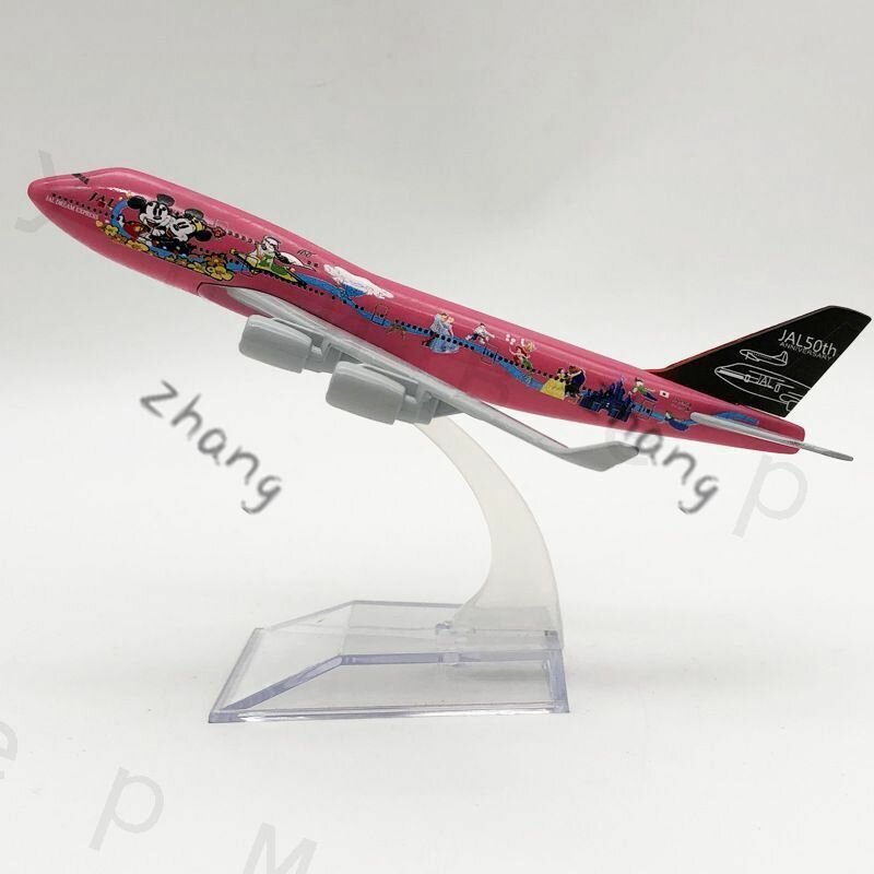 Модель самолета Mickey Aviation B747 на подставке, металл, 16 см, длина, красная