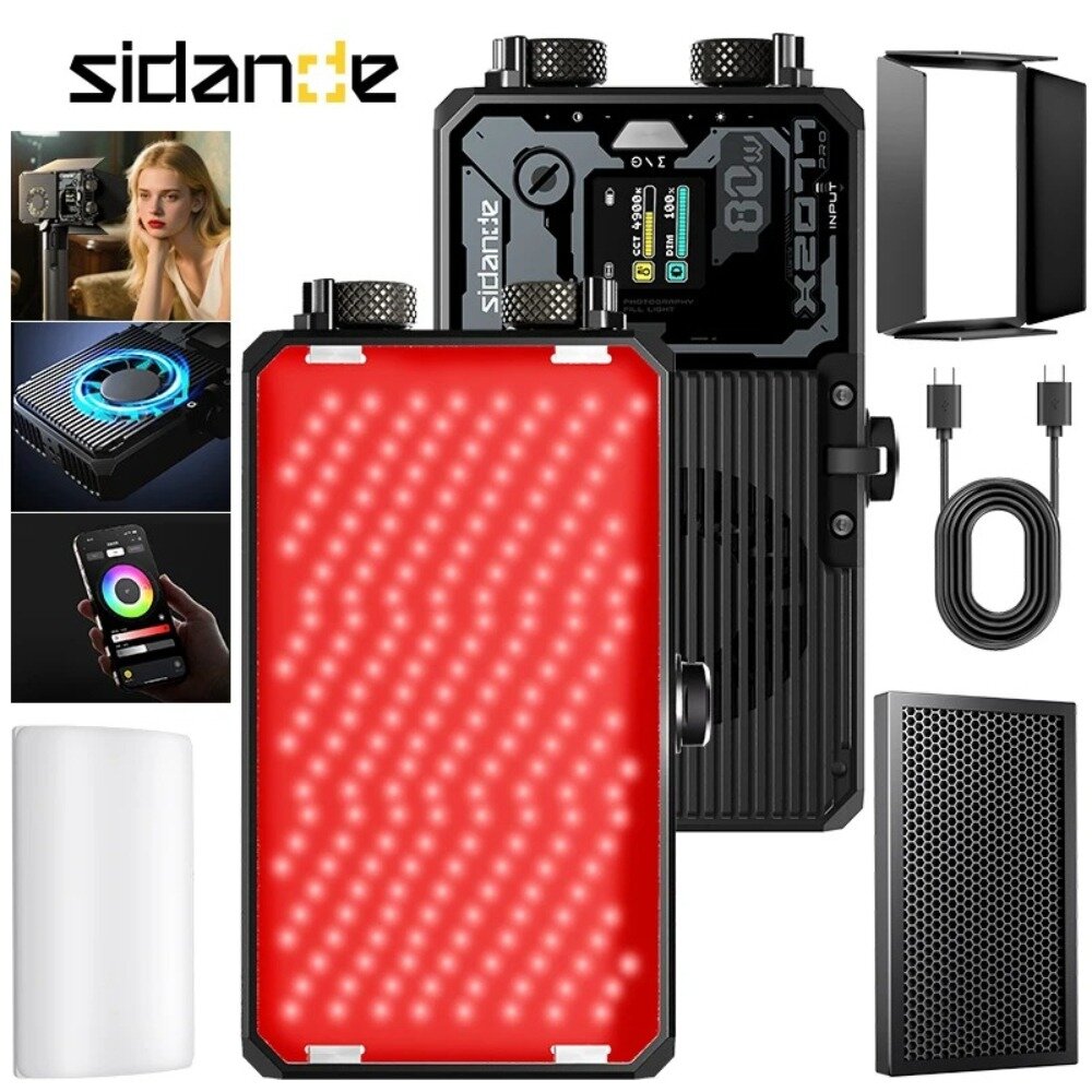 SIDANDE 2077 PRO 80 Вт макс. RGB заполняющий свет 2700-6500 К Встроенный светодиодный видеопанель емкостью 5000 мАч