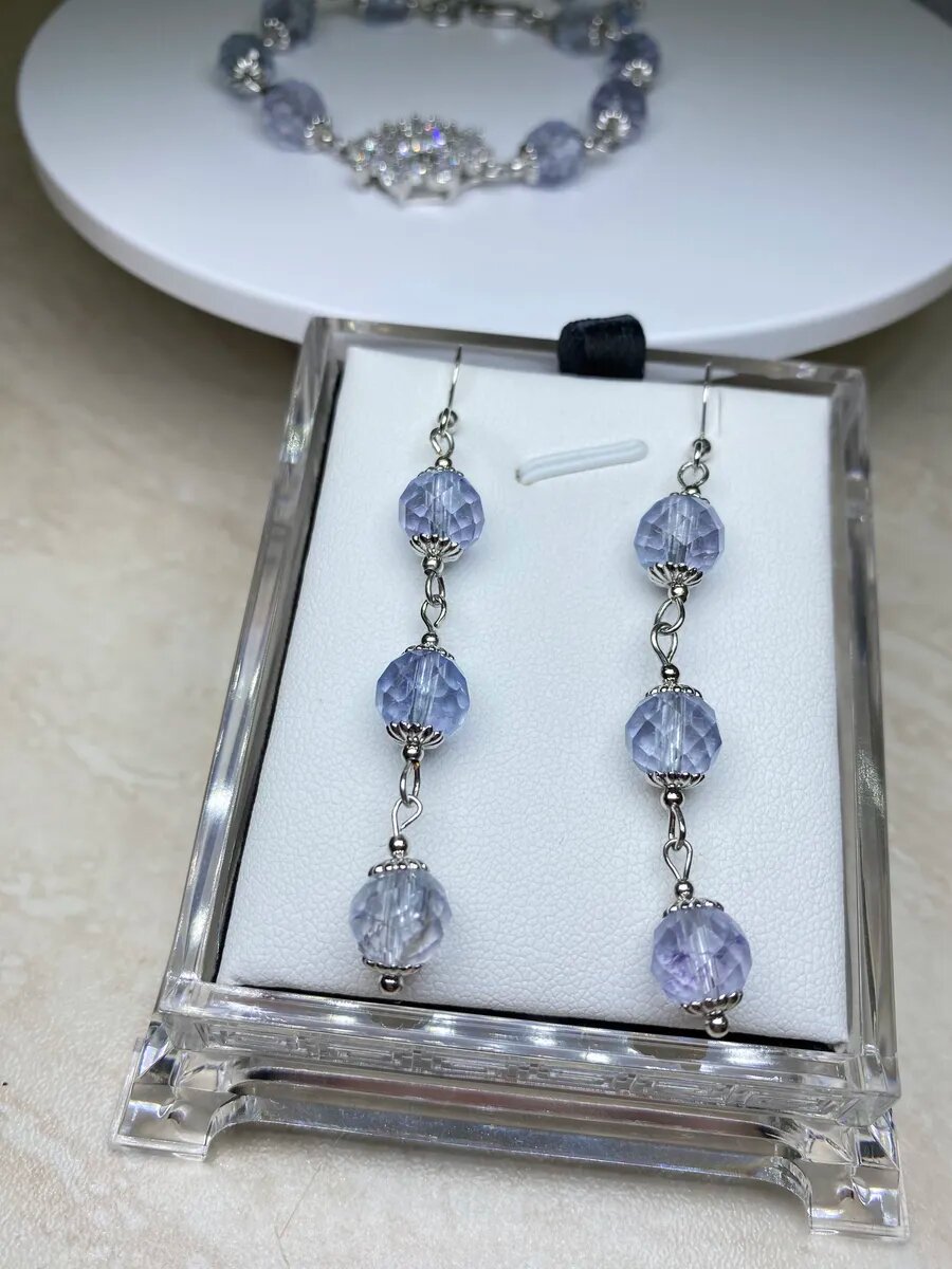 Серьги, топаз, кристаллы Swarovski