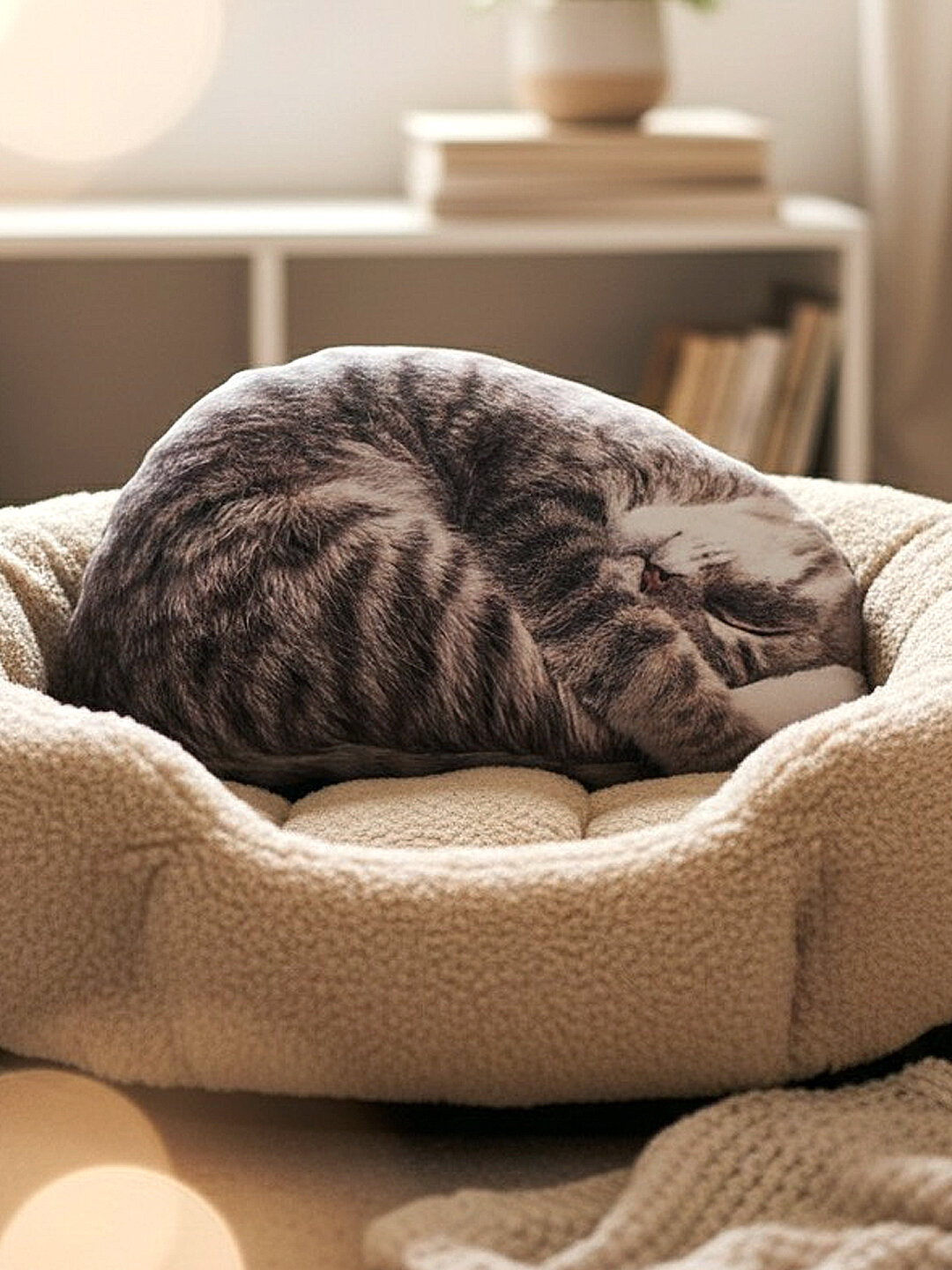 Реалистичная мягкая подушка Спящая кошка серая от бренда Нескучные вещи