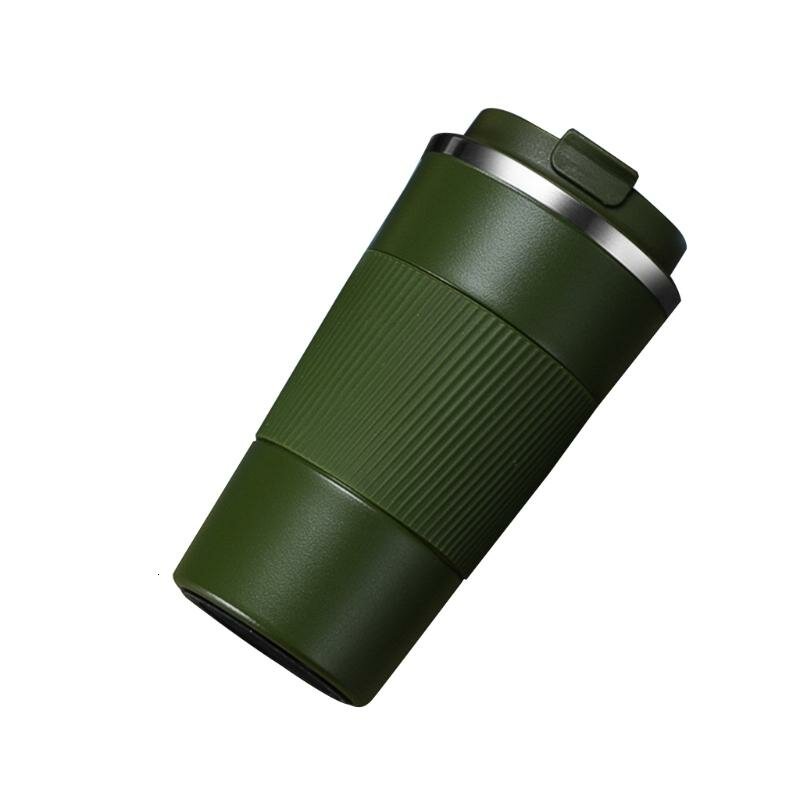 Двухслойная термокружка из нержавеющей стали, Армейский Зеленый - 380ML