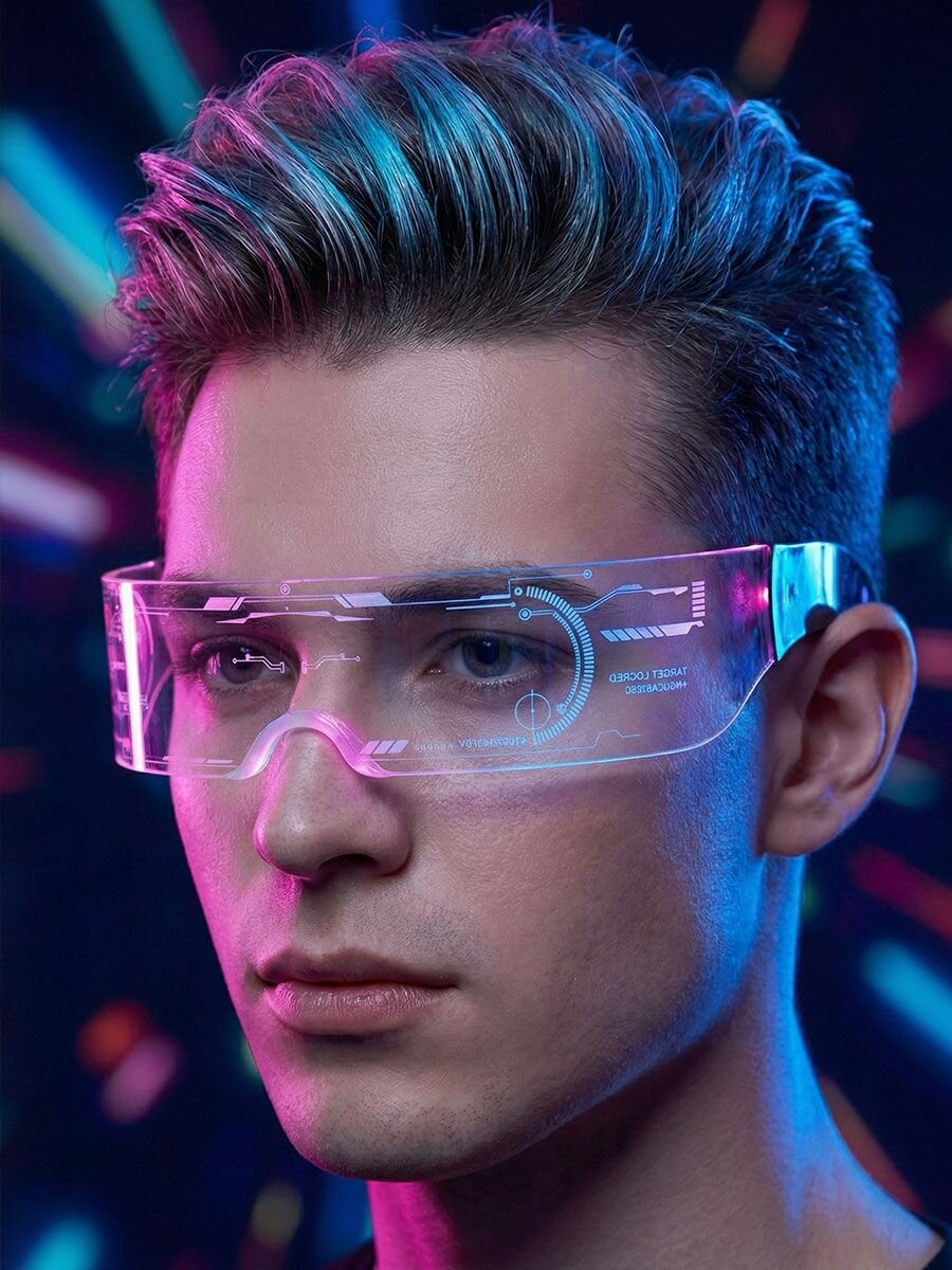 Светящиеся неоновые карнавальные led очки киберпанк тик ток