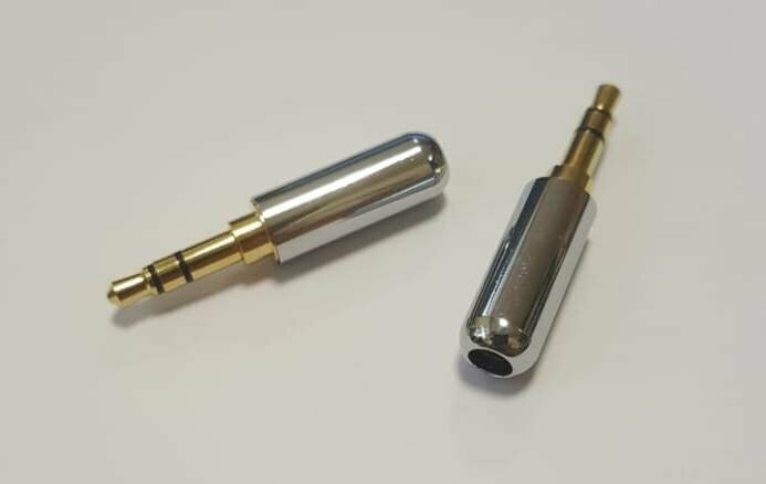 2 шт, МиниДжек, mini jack 3.5 mm (M), стерео, металл, контакты GOLD PIN. Штекер на кабель под пайку