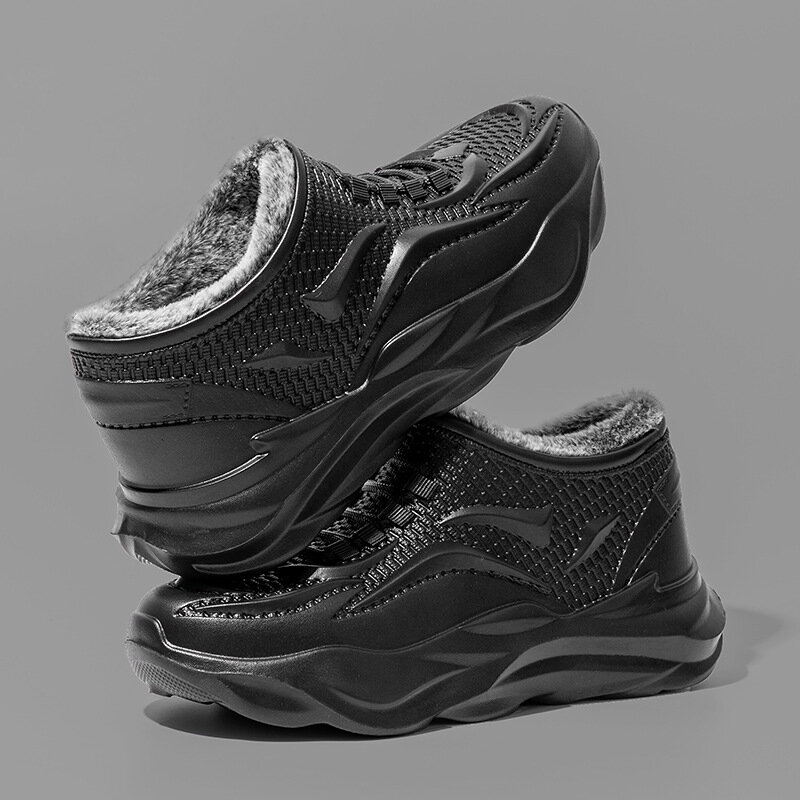 Мужские водонепроницаемые зимние сапоги, зимняя модель, на флисовой подкладке, утепленные, теплые, верхняя одежда, водонепроницаемые сапоги, резиновые сапоги без шнурков.