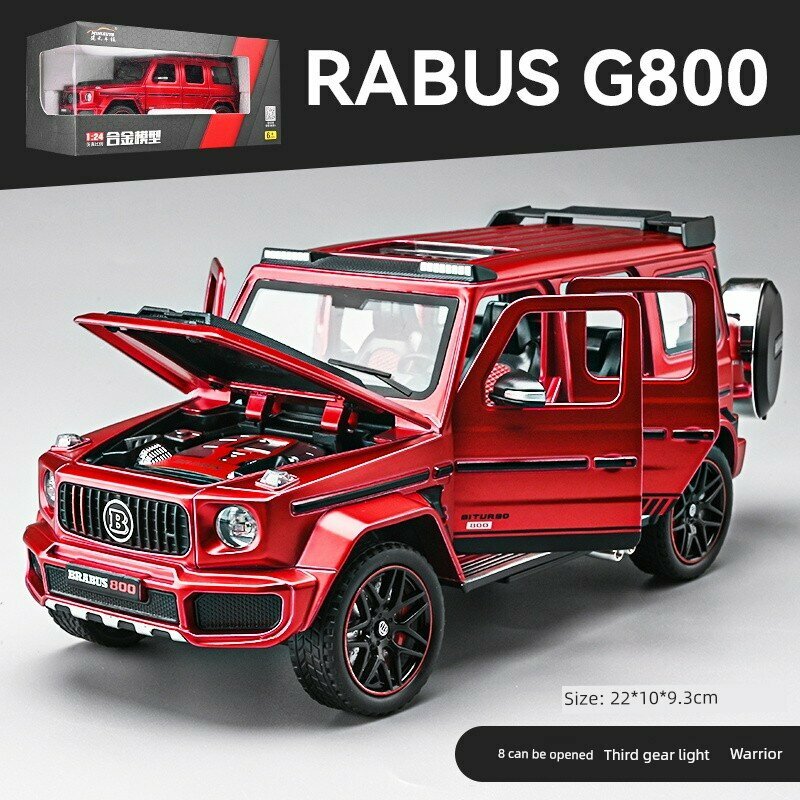 Модель автомобиля Brabus G800 SUV в масштабе 1:24 из сплава, игрушечный автомобиль красного цвета для мальчиков,