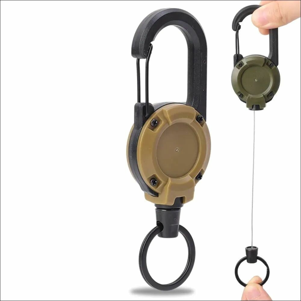 Ретривер черный с карабином, ретрактор для рыболовных аксессуаров, тактический брелок, брелок для ключей.