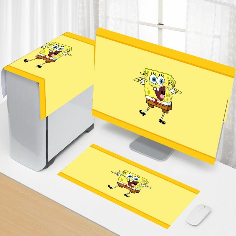Милый мультяшный компьютерный пылезащитный чехол для стола, простой универсальный защитный чехол для ЖК-монитора, основного блока и клавиатуры