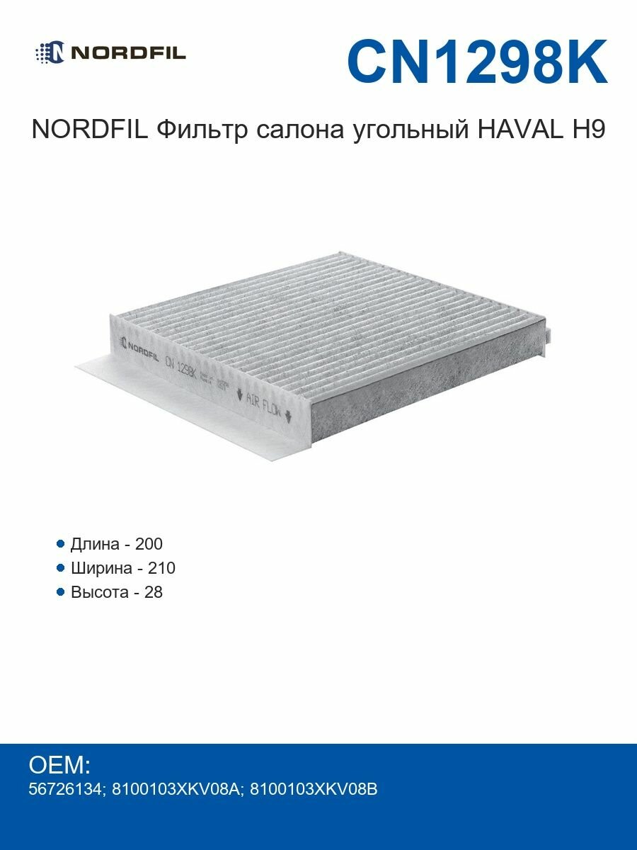 NORDFIL Фильтр салона угольный HAVAL H9