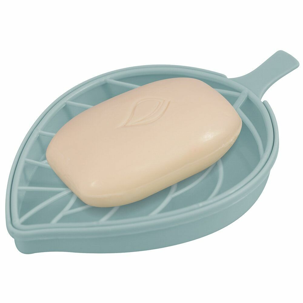 Мыльница "Листок" со сливом, фигурная, пластик, 17,5x10,5x2 см, цвет разноцветный