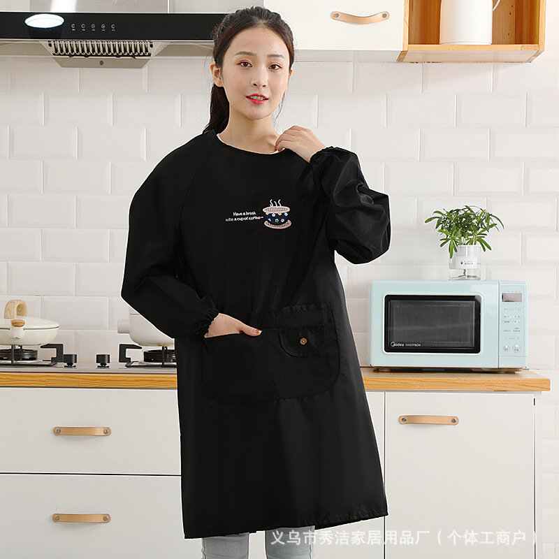 Водонепроницаемый фартук для женщин, тонкий домашний кухонный фартук с длинными рукавами, рекламный фартук, рабочая одежда с индивидуальным логотипом