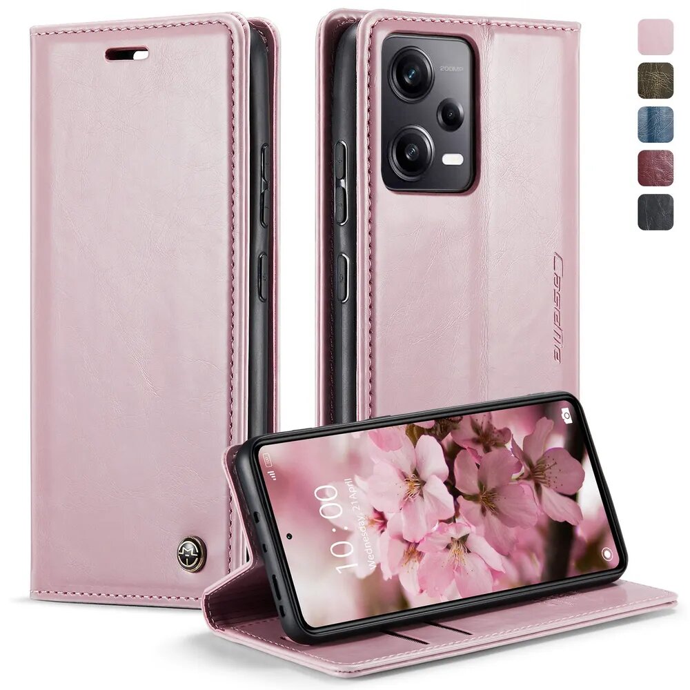 Caseme Кожаный книжка чехол для Xiaomi Redmi Note 12 Pro Plus+ 5G /Сяоми Нот 12 Про + Редми Нот 12 Про 5G с визитницей из экокожи