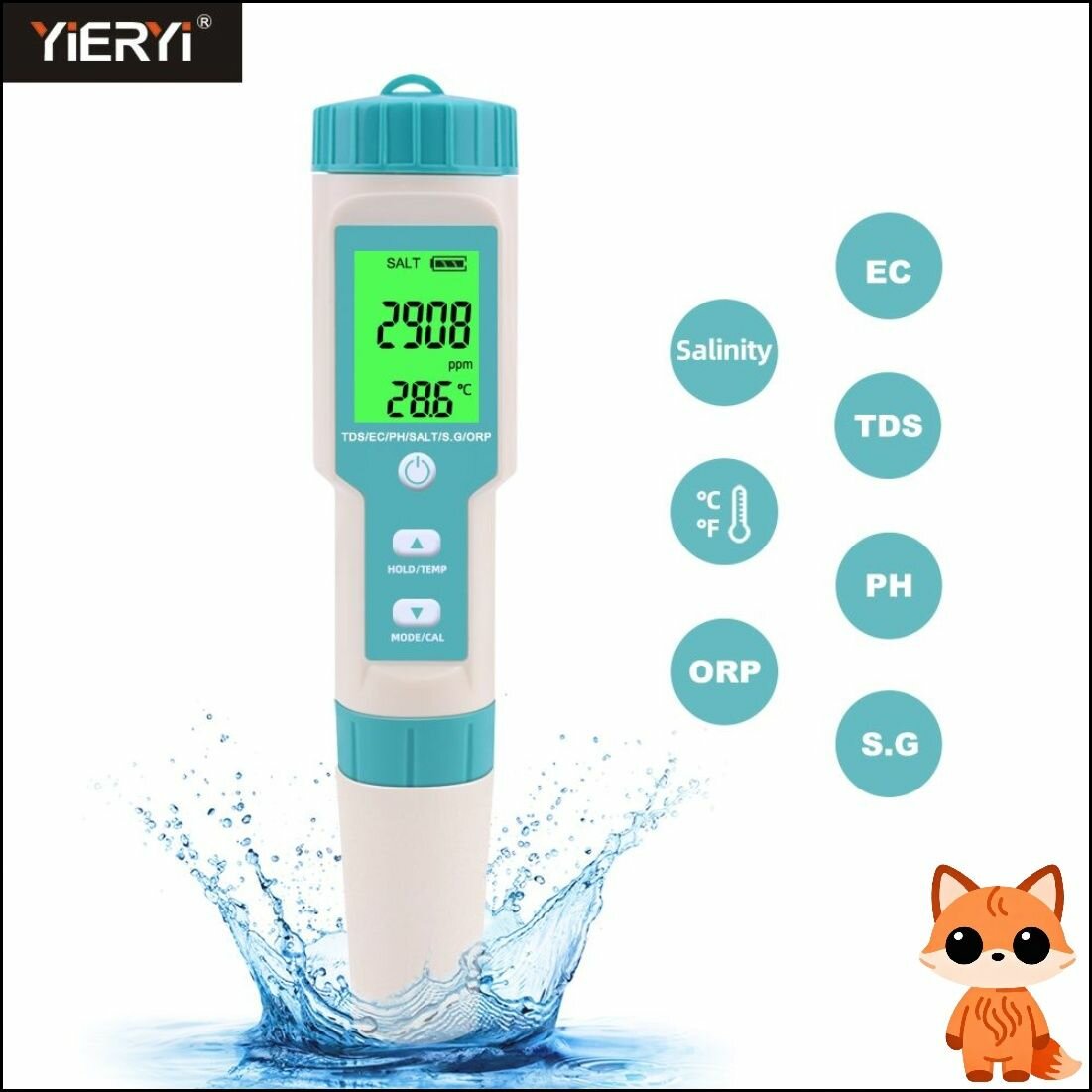 7 в 1 PH метр TDS/EC/ORP/соленость/S. G/ температуры PH измеритель тестер качества воды для питьевой воды, аквариумов