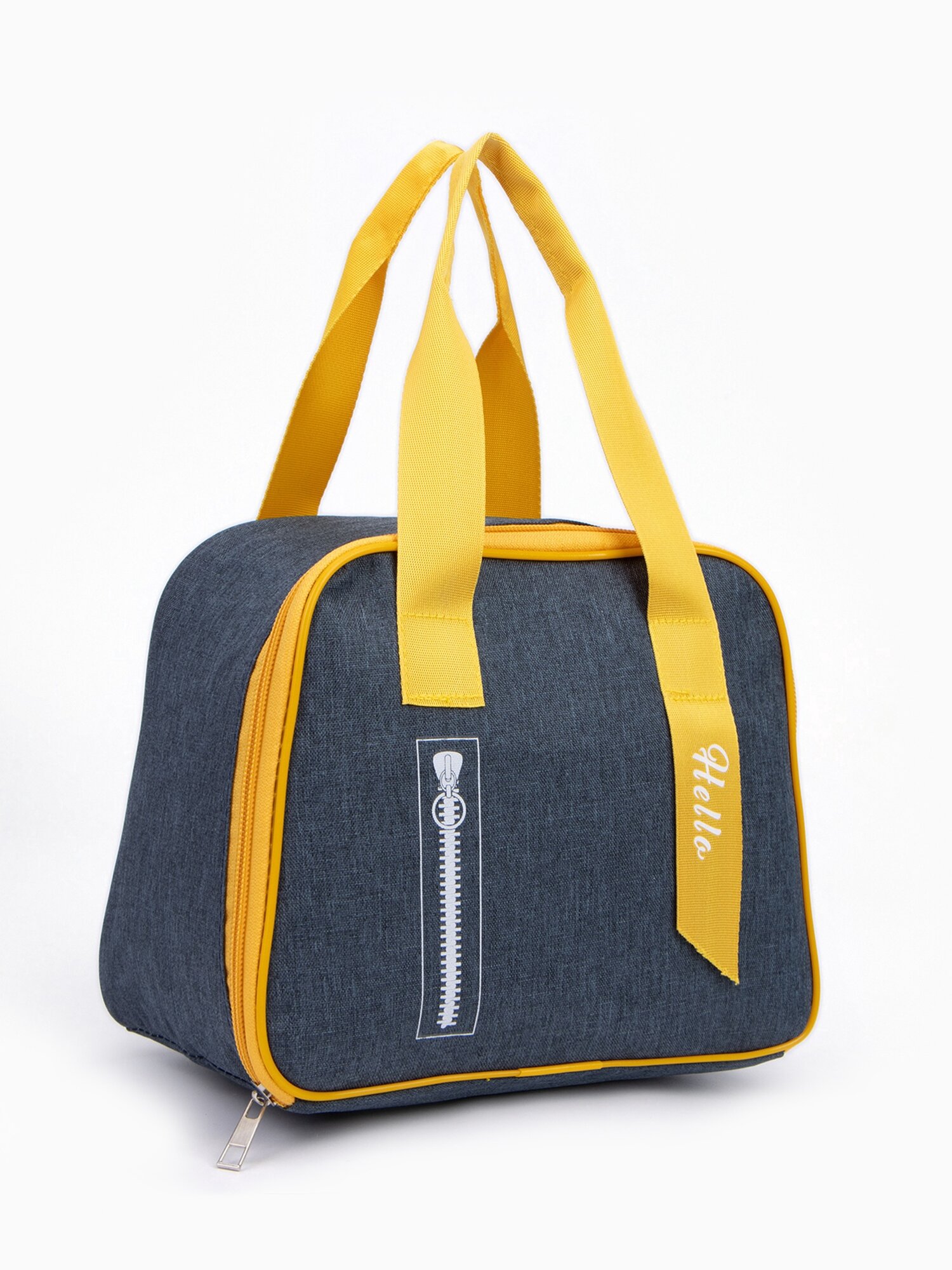 Термосумка на молнии 7 л, синяя, жёлтая