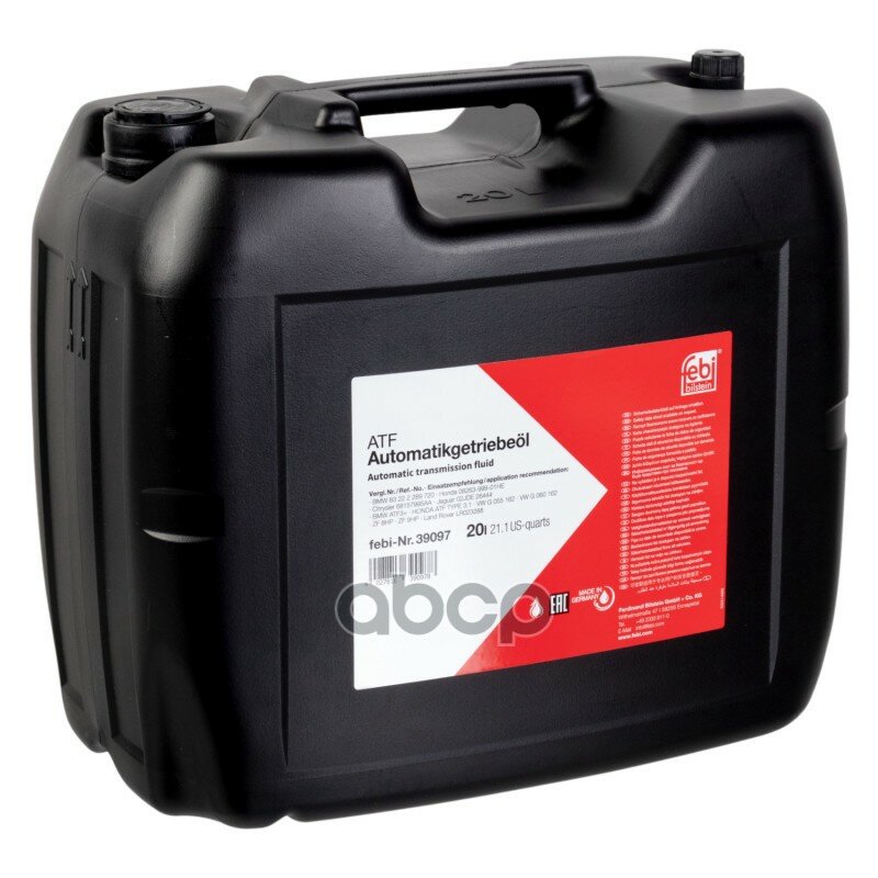 Масло трансмиссионное 20L зеленое ATF 3+/ Jeep ATF LGF8/ZF Lifeguard 8-9 шт. Febi арт. 39097