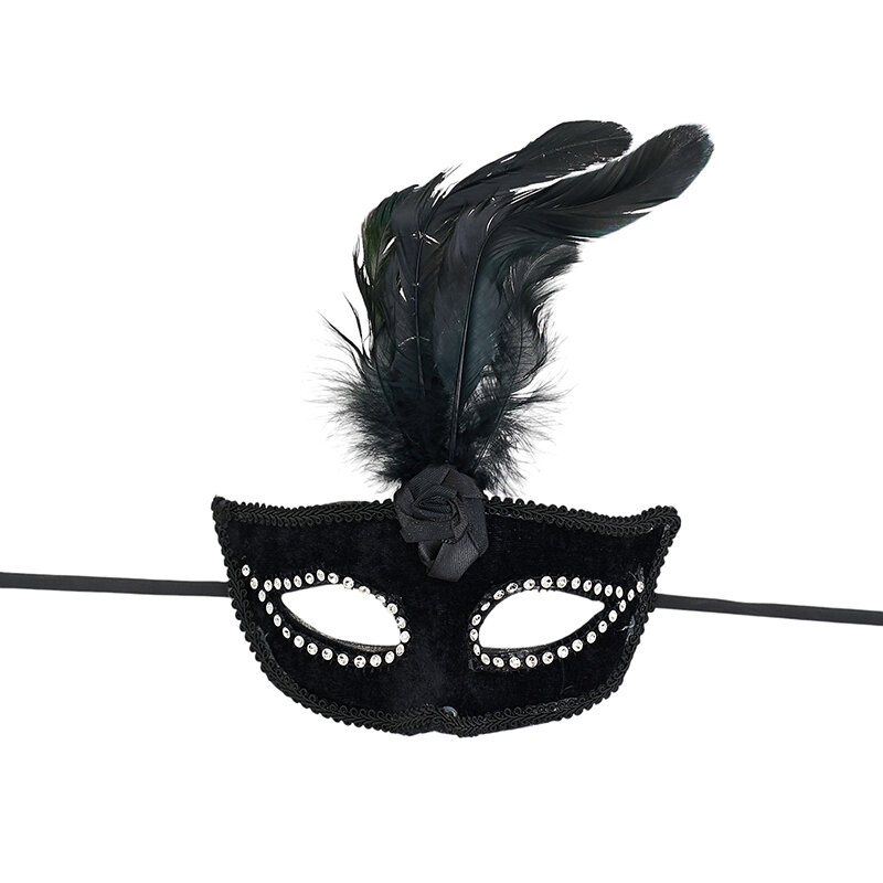 Маска карнавальная Веселуха венецианская черный бархат, 22х9 см